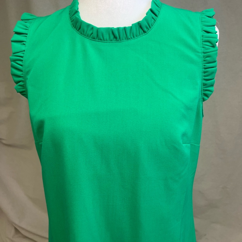 J. Crew | Dresses | J Crew Green Ruffle Sleeveless Shift Mini Dress Sz ...